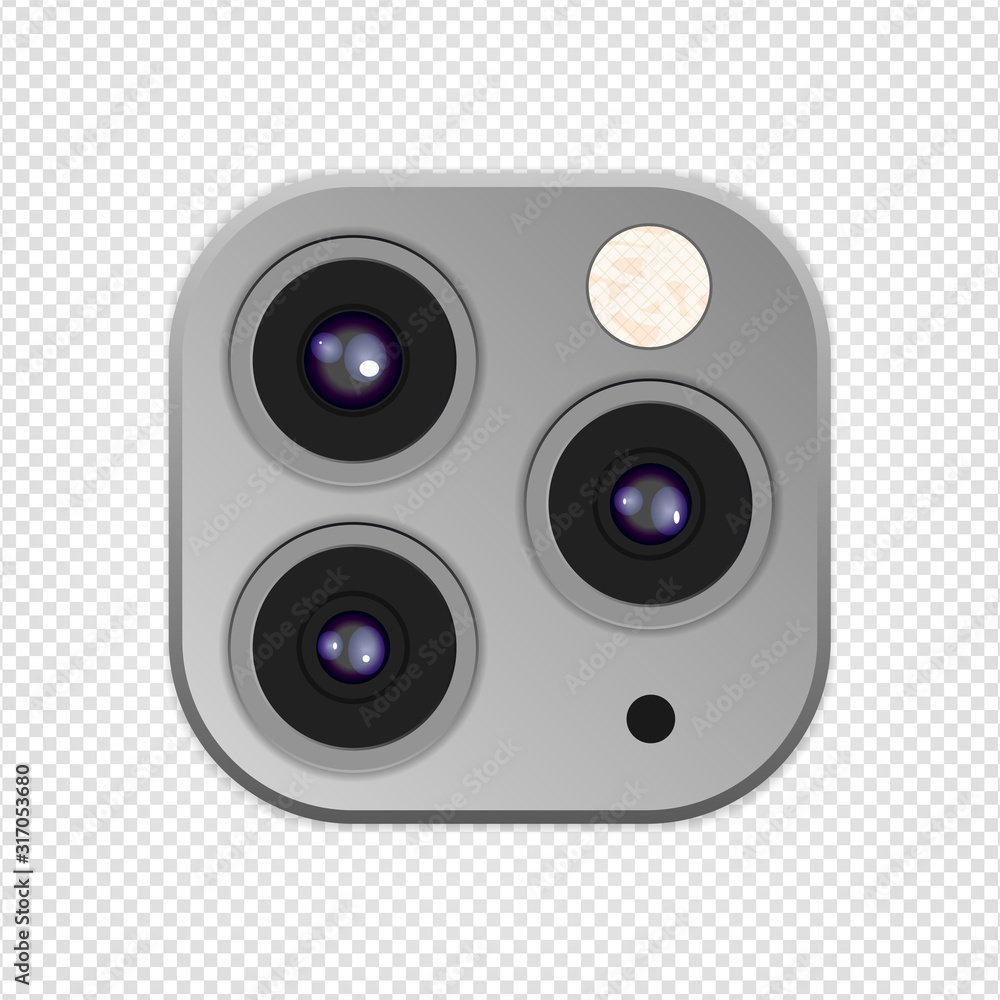 Realistic camera lenses 3D icon isolated on transparent background ...