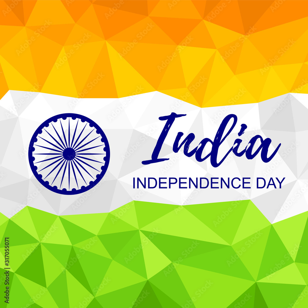 Vector polygonal background of India flag. Indian flag triangle sun ...