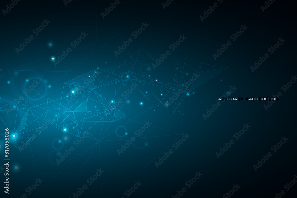 Geometric abstract background with connected line and dots. Network and connection background ...