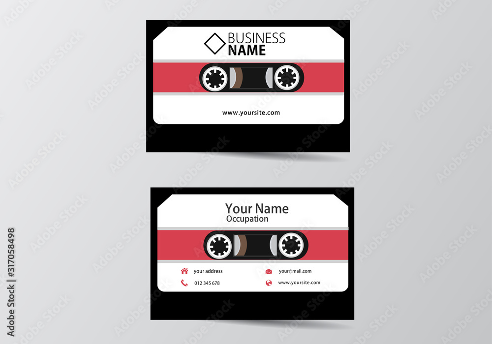 audio cassete business card for sound editors. visiting card template ...