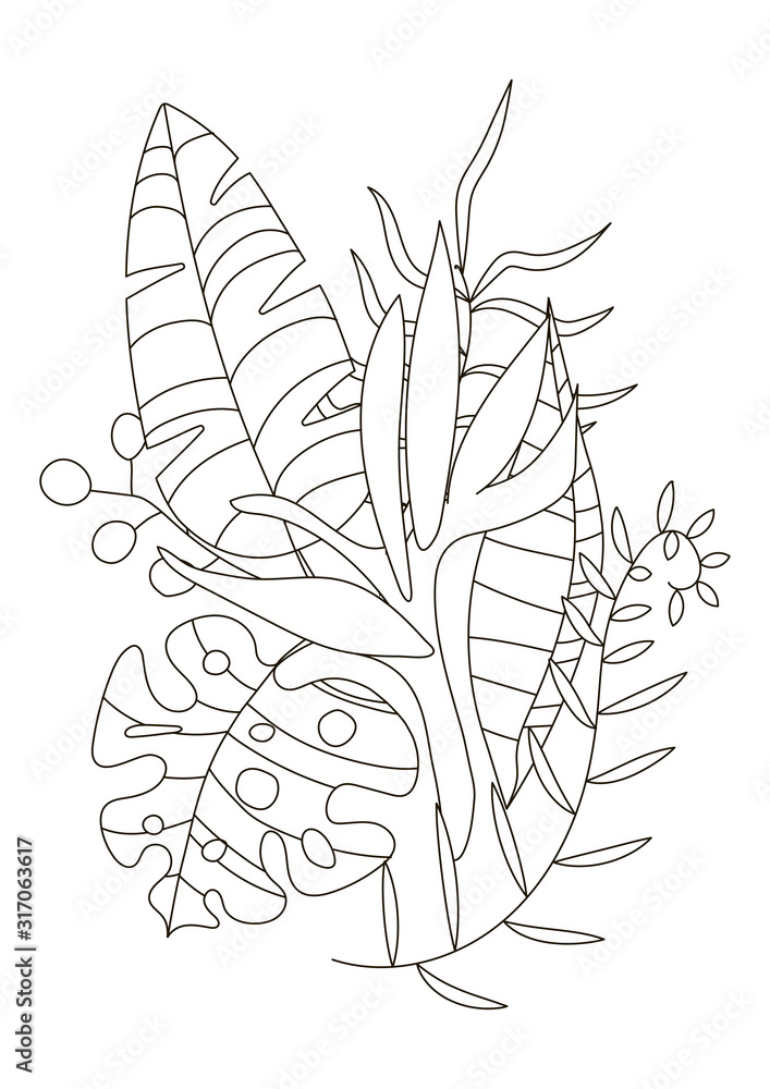 Hand drawing coloring pages for children and adults. Linear style ...