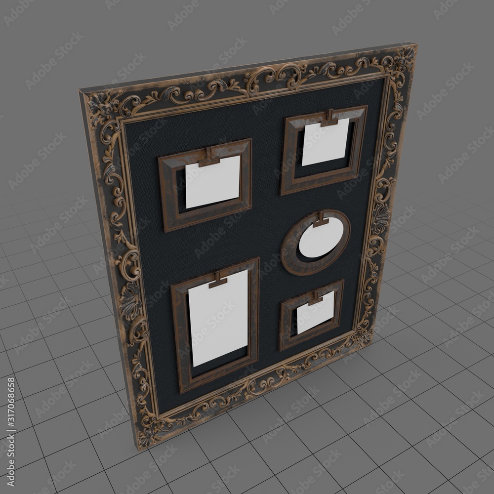 Wall decor with photo frames Stock 3D asset | Adobe Stock