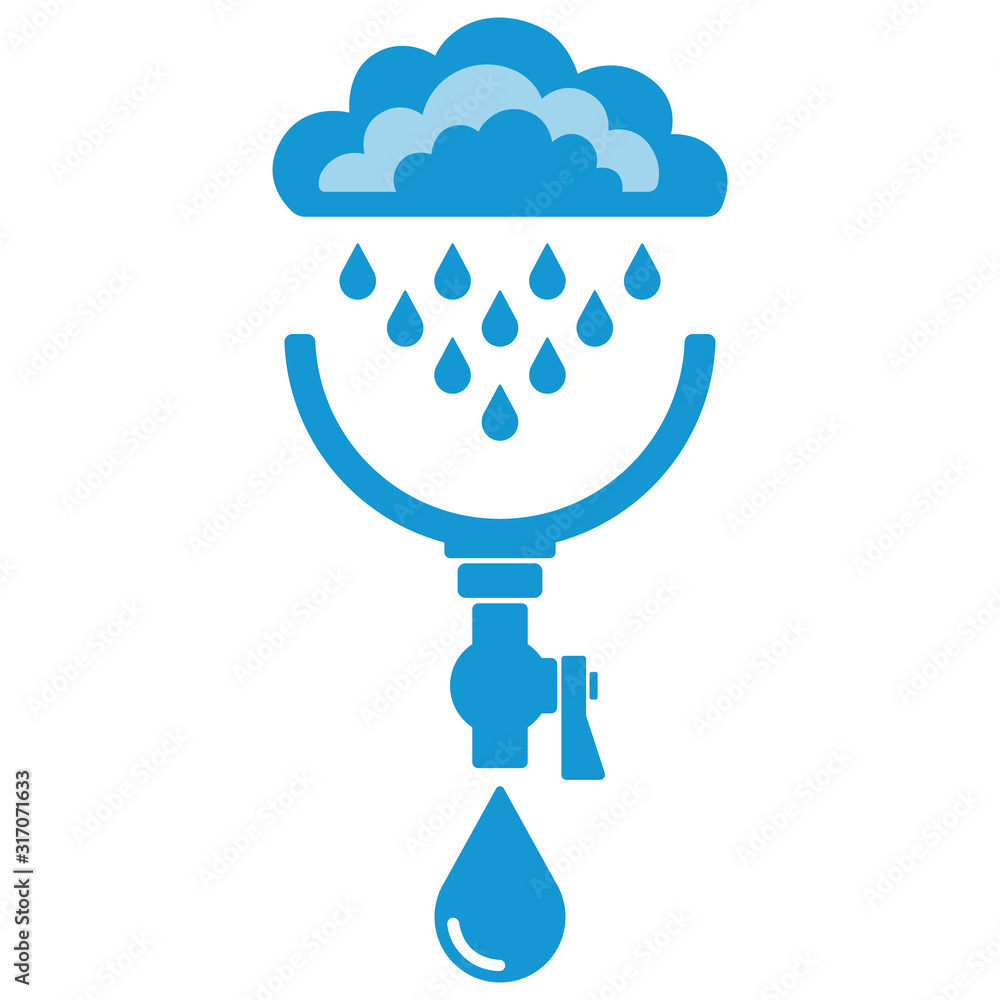 Vettoriale Stock Symbols of clouds, rain, drops, system of rain water ...