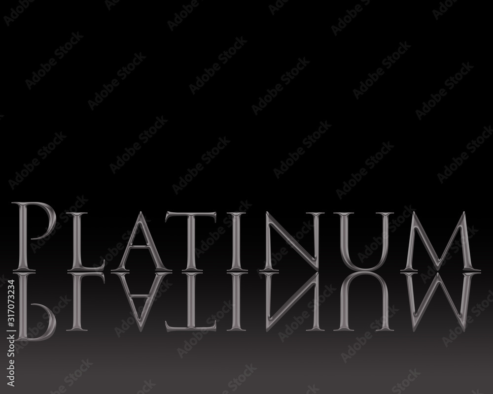 The word platinum is written in metallic letters on a black background ...