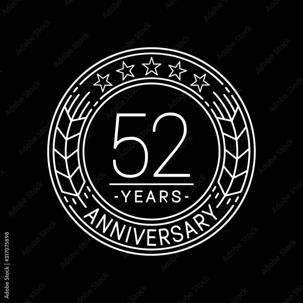 52 years anniversary logo template. 52nd line art vector and ...