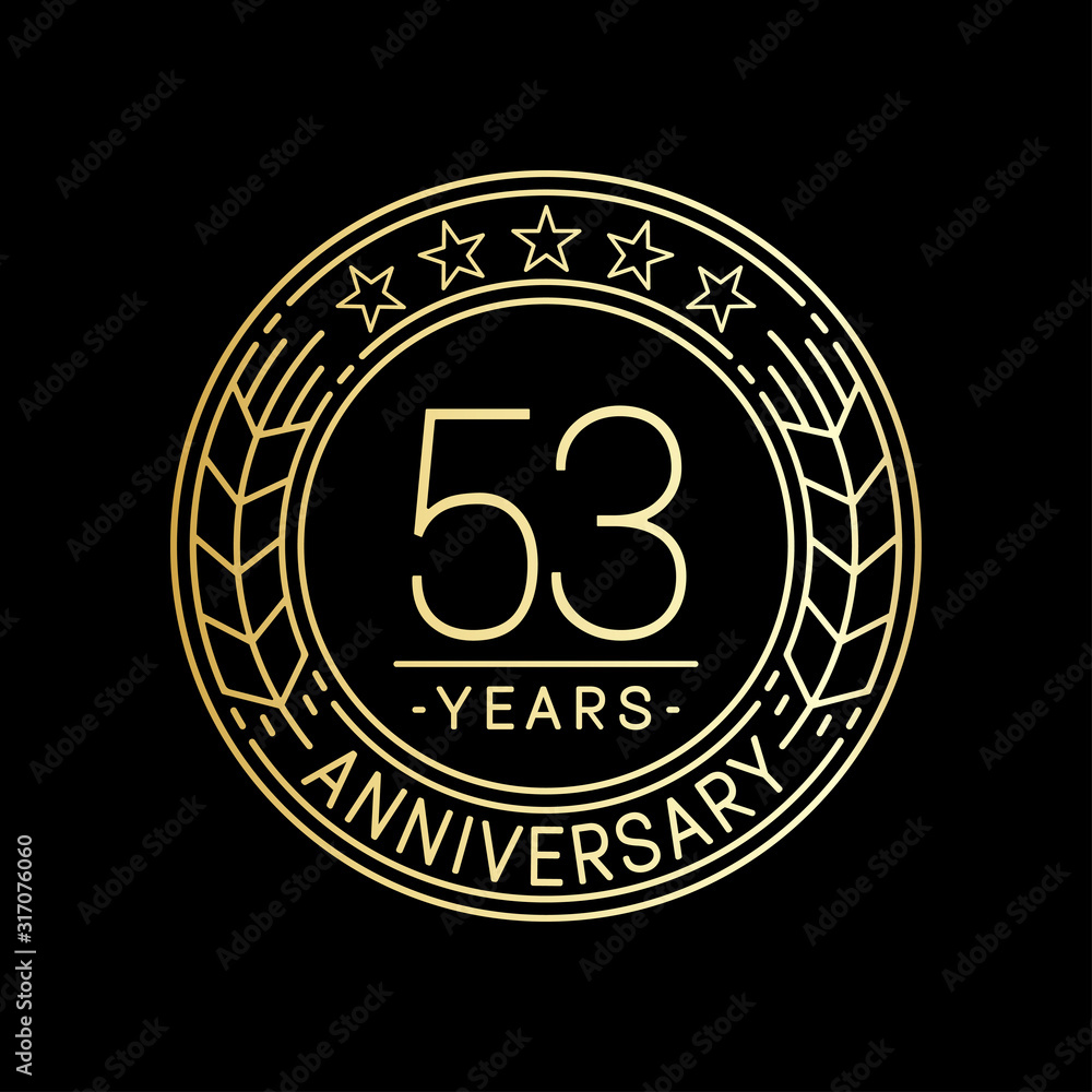 53 years anniversary logo template. 53rd line art vector and ...