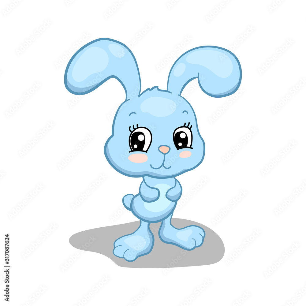 Cute rabbit character with big eye and smile. Friendly bunny vector ...