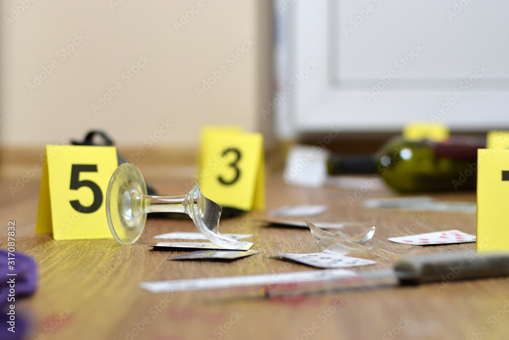 Crime scene investigation - numbering of evidences after the murder in ...