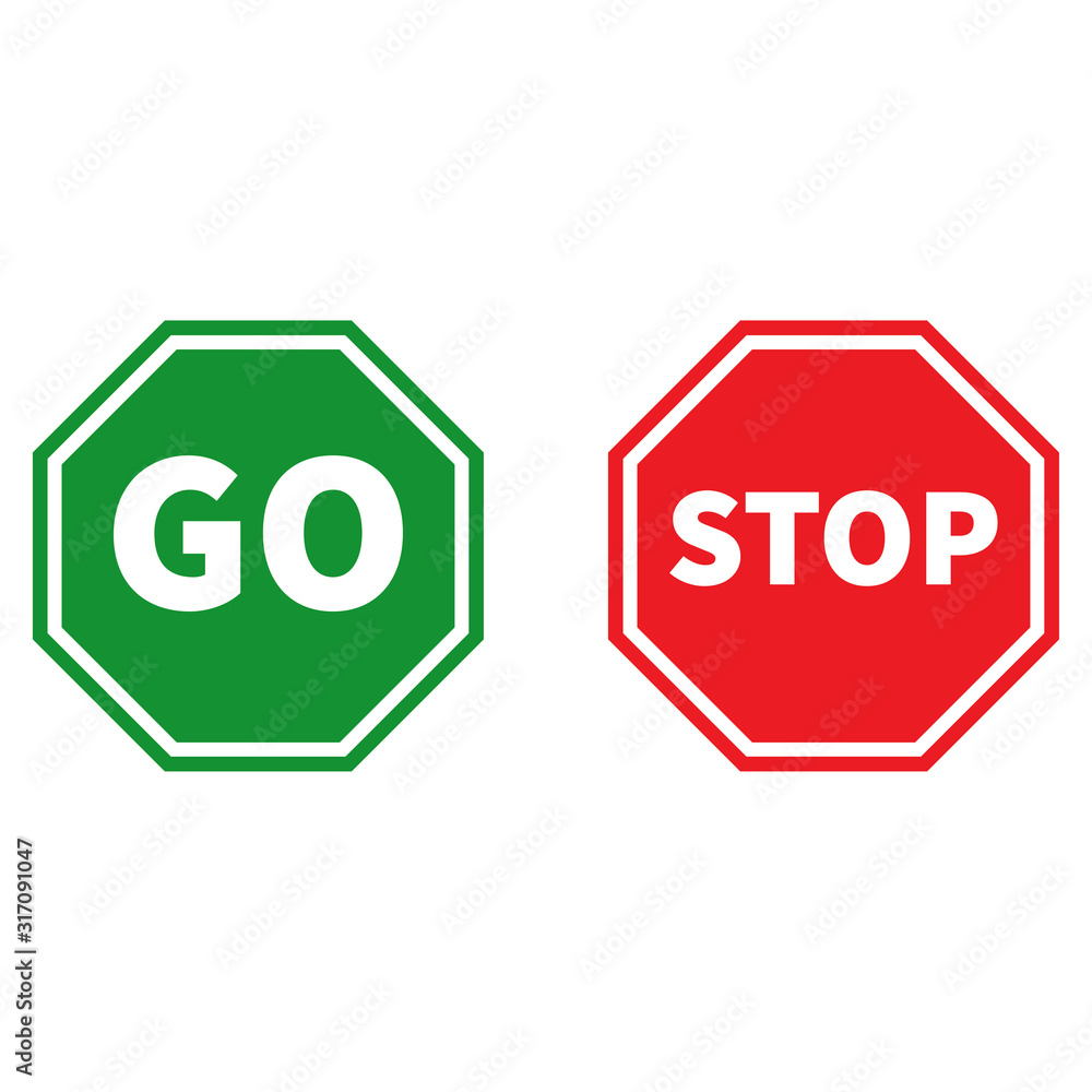 Stop and Go,vector traffic signs on white background เวกเตอร์สต็อก ...