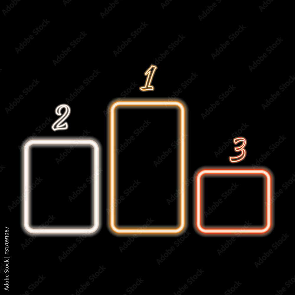 1st, 2nd, 3rd Neon Podium.Neon Pedestal With Gold, Silver, Bronze ...