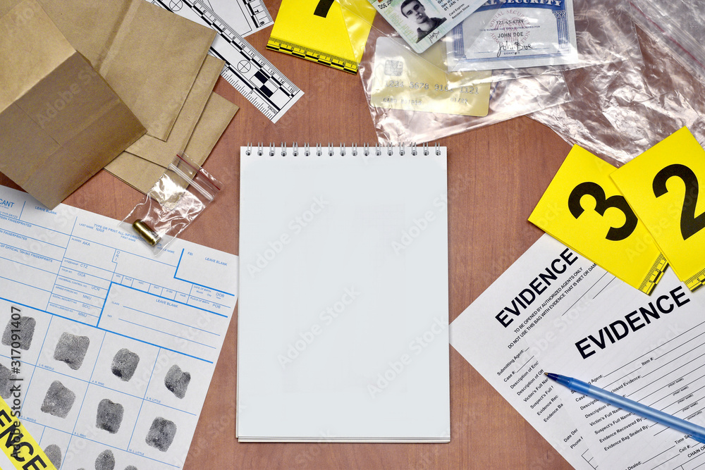 Paperwork during crime scene investigation process in csi laboratory ...