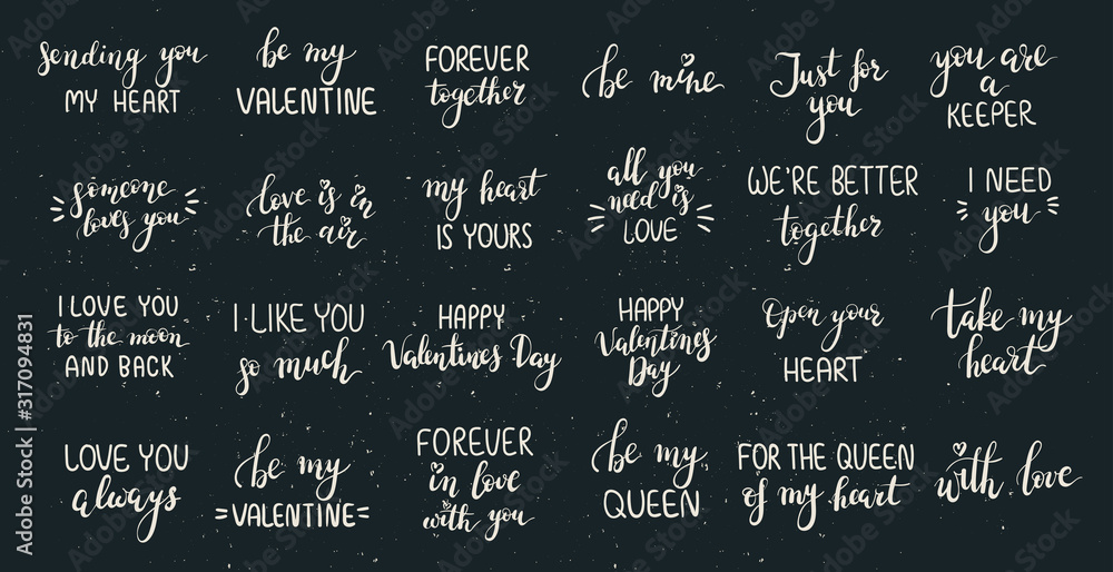 Vector hand drawing collection of cute slogans and phrases. Stock ...