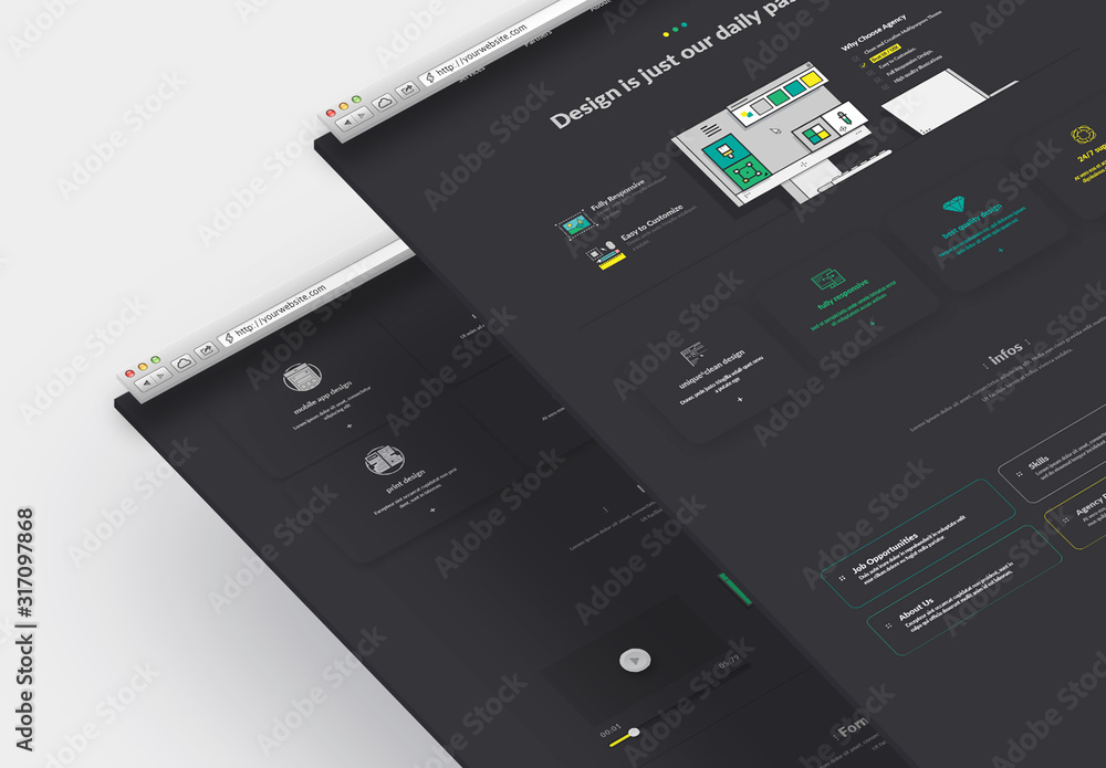 Dark Colorful Web Design Layout Stock Template | Adobe Stock
