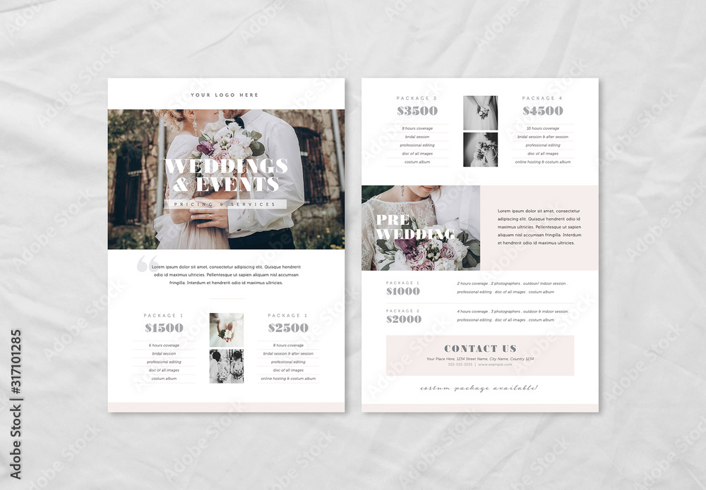 Photography Pricing Guide Layout Stock Template | Adobe Stock