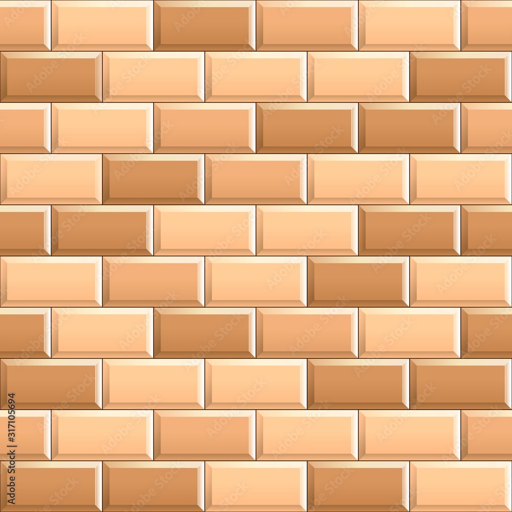 Seamless texture of ceramic subway, metro tiles. 3D repeating pattern ...