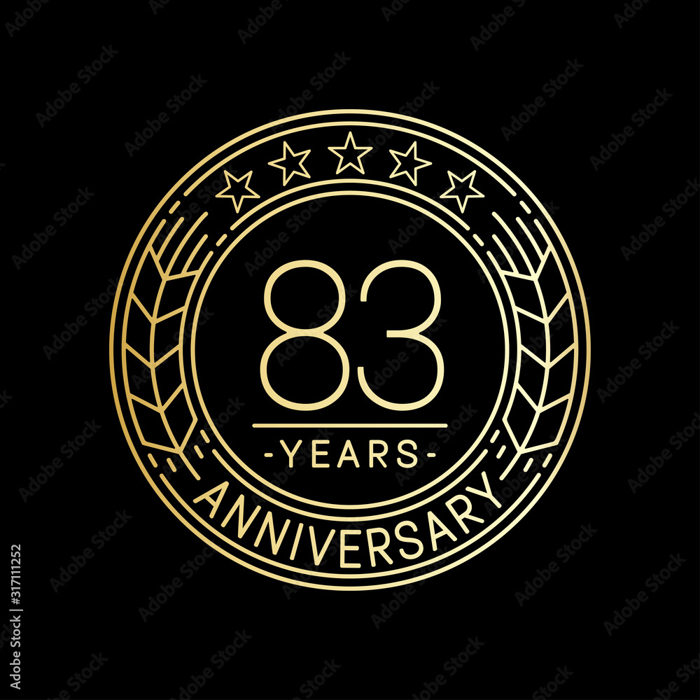 83 years anniversary logo template. 83rd line art vector and ...