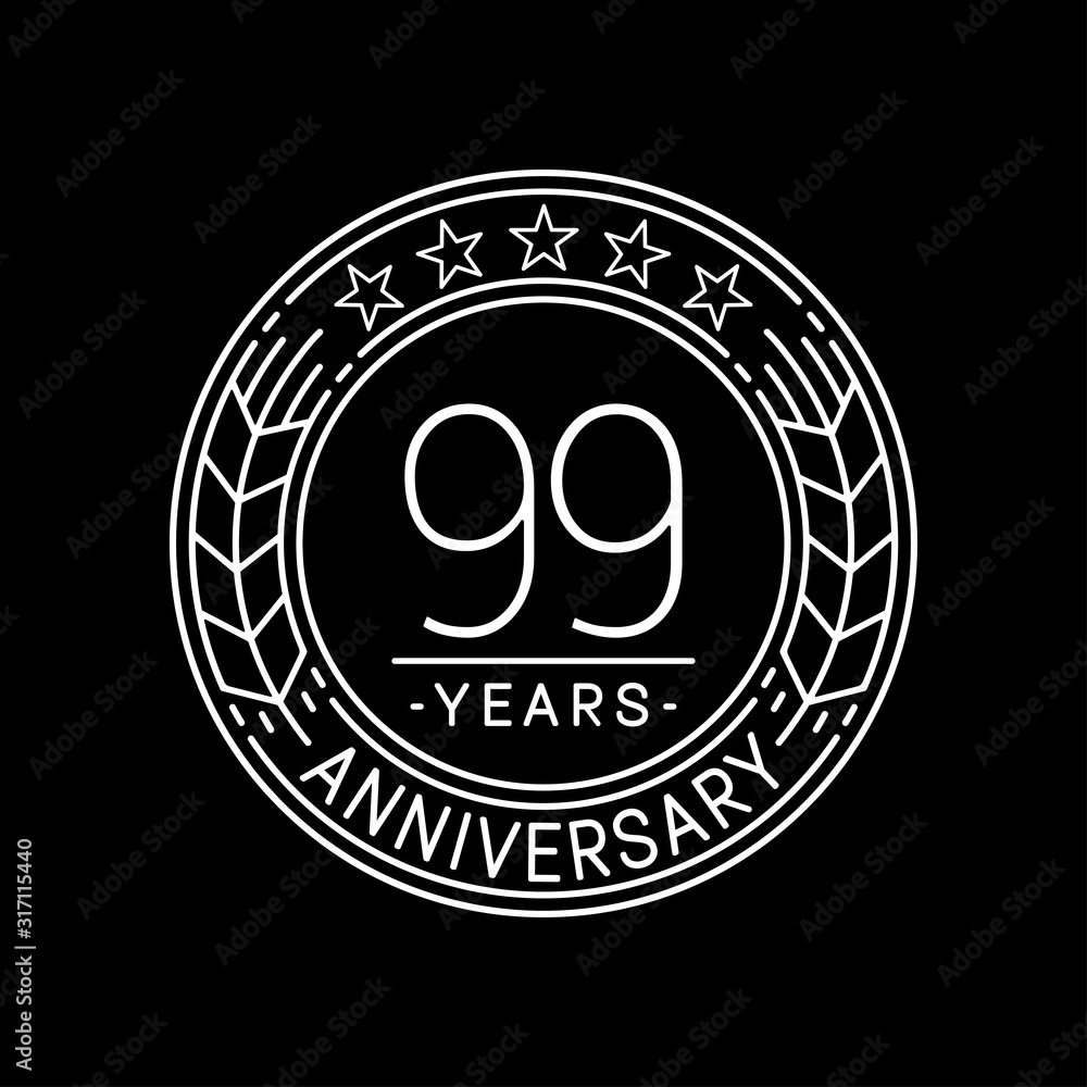 99 years anniversary logo template. 99th line art vector and ...