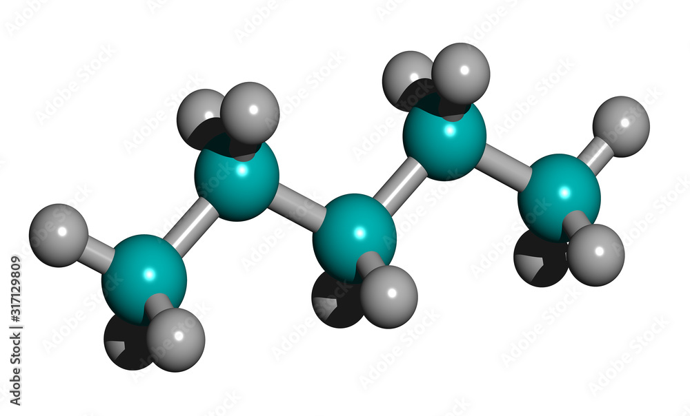 3D image of butane skeletal formula - molecular chemical structure of 2 ...