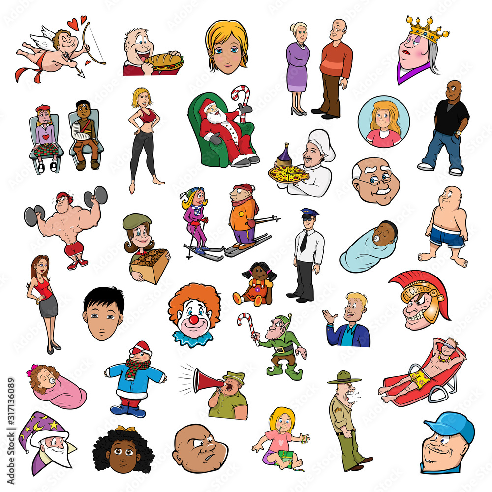 cartoon vector illustration of a random people collection Stock ...