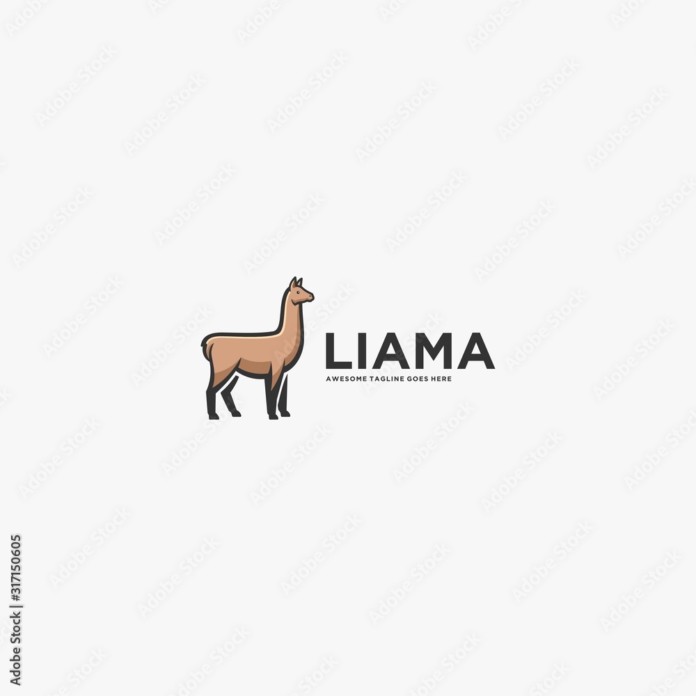 Vector Logo Illustration Alpacas Elegant Line Art Style Stock Vector ...