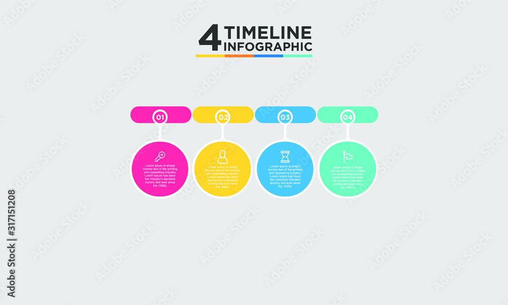 4 step timeline infographic element. Business concept with three ...