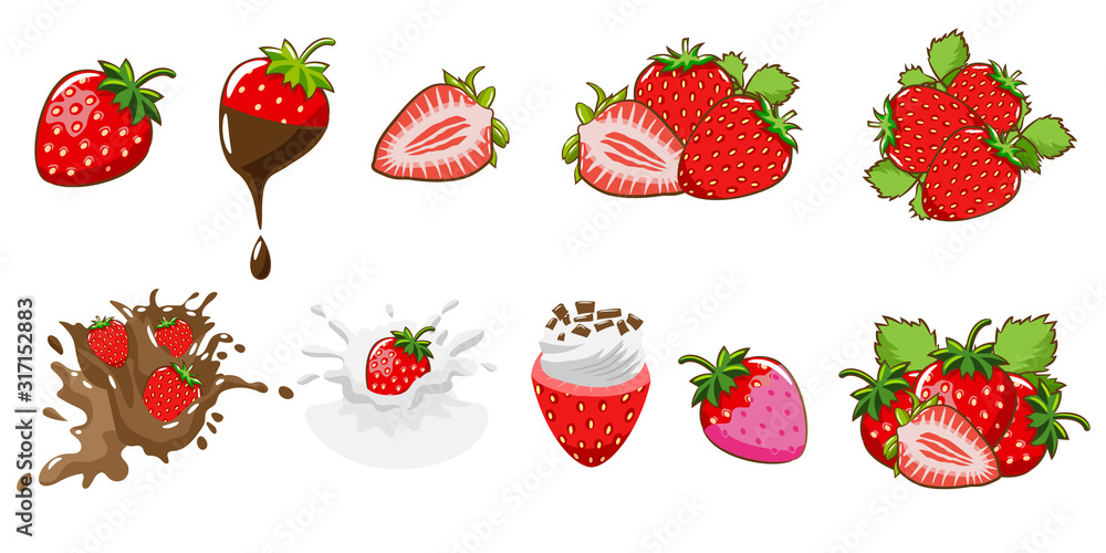 Strawberry vector set collection graphic clipart design Stock Vector ...