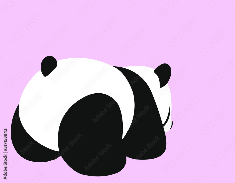 Black and white panda ass isolated pink background. Mammals. Stock ...