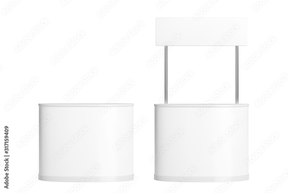 Promotion counter mockup. Isolated vector retail trade stand. White pos ...