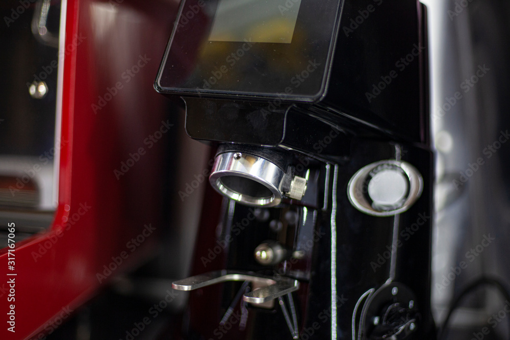 Coffee machine inside the car. Professional car preparation for the ...
