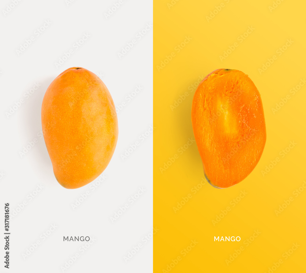 Creative layout made of mango. Flat lay. Food concept. Stock ...