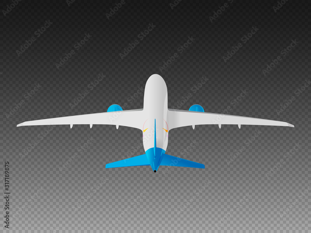 Vector airplane on a transparent background. Take-off back view Stock ...