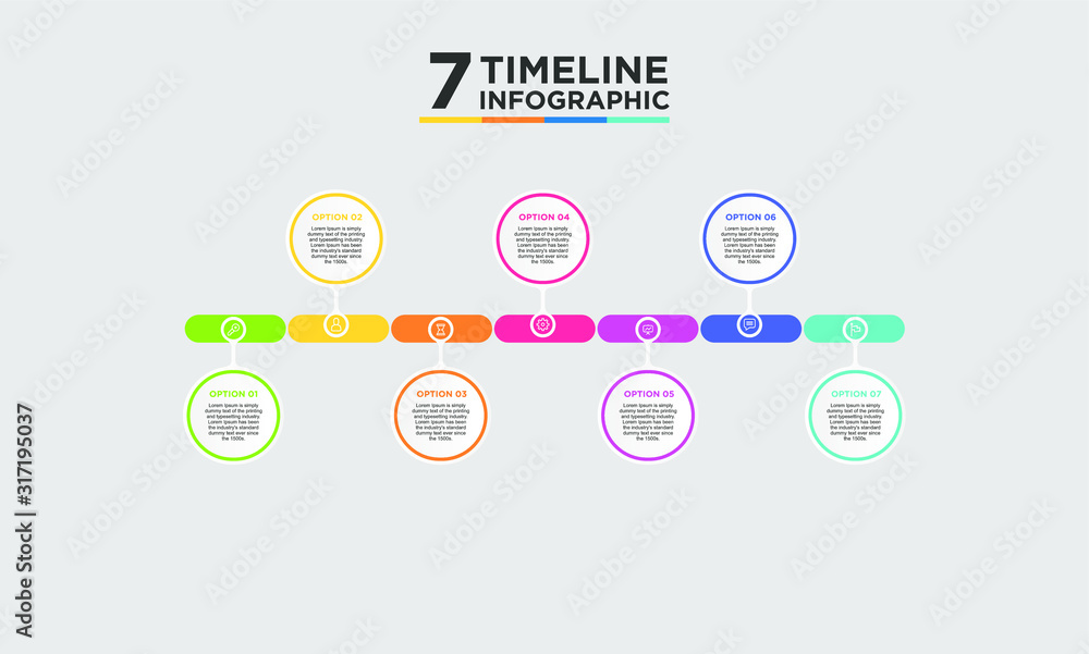 7 step timeline infographic element. Business concept with three ...