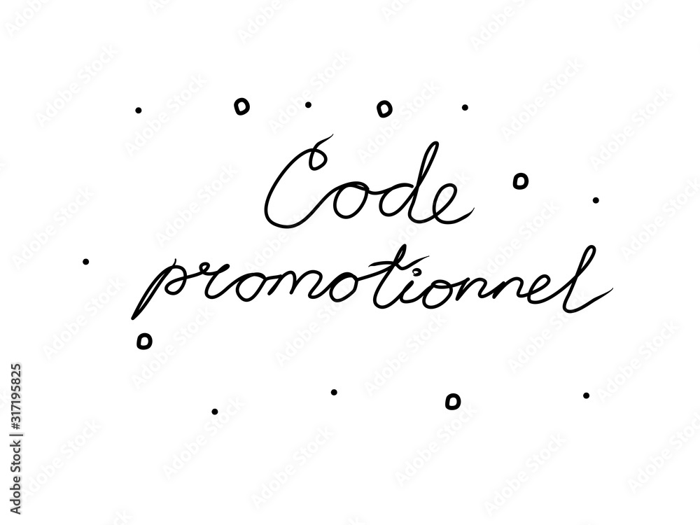 Code promotionnel phrase handwritten with a calligraphy brush. Promo ...