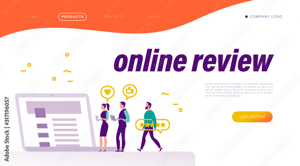 Online review concept. Landing page design, interface template, mobile ...