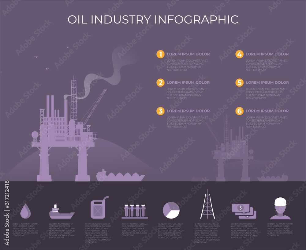 Flat vector Oil Platform Oil Industry Stock Vector | Adobe Stock