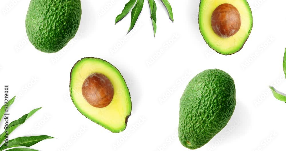 Motion animation with avocado. Avocado animation on the white ...