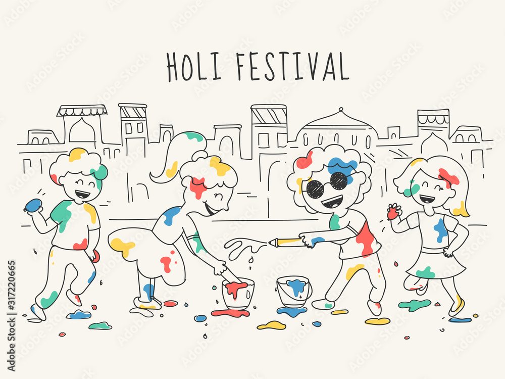 Holi Festival Drawing