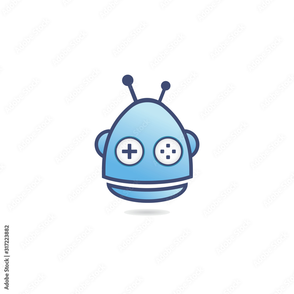 Robot Gaming Logo Design Vector illustration. Robotic mascot logo gamer ...