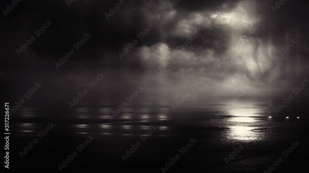 Moonlight Night Black And White