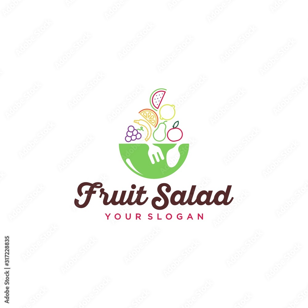 Logo of a fruit salad concept in vector. Healthy food logo template ...