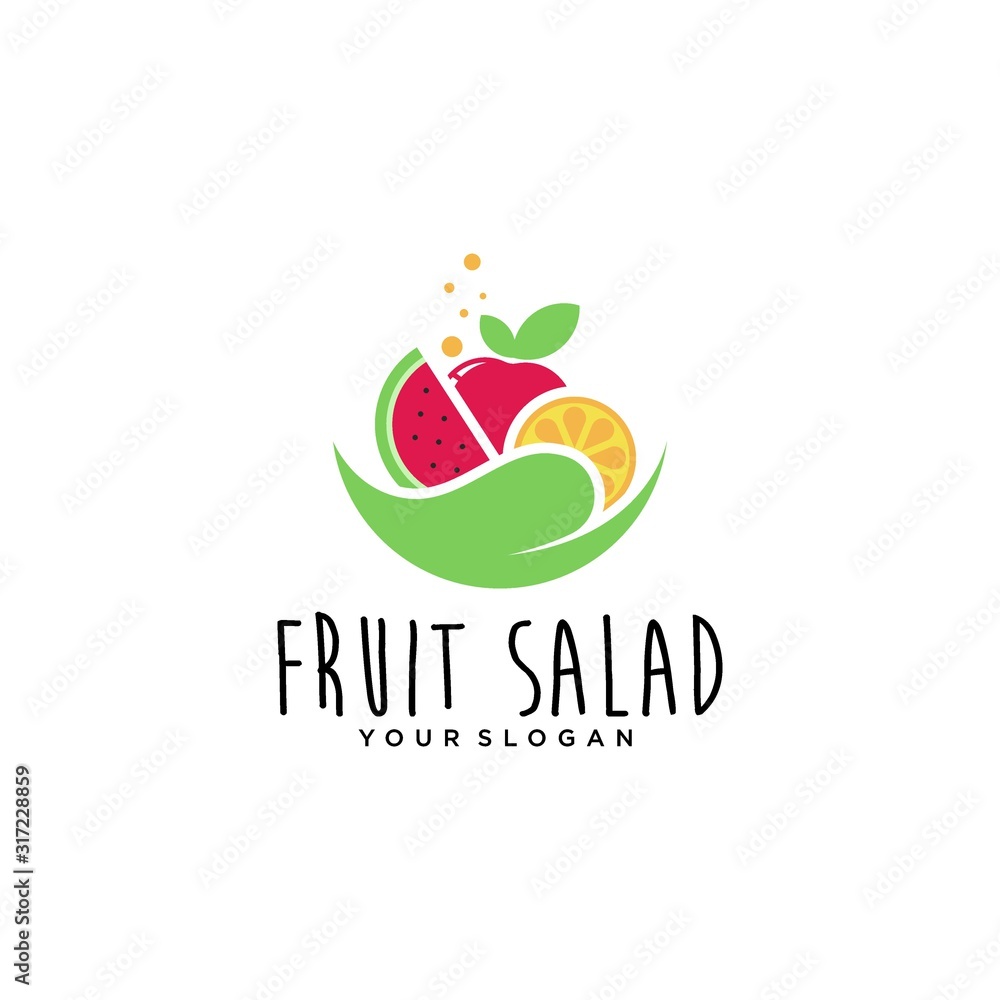 Logo of a fruit salad concept in vector. Healthy food logo template ...