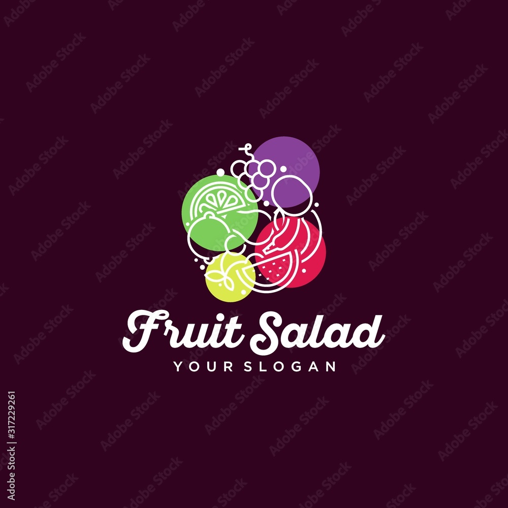 Logo of a fruit salad concept in vector. Healthy food logo template ...