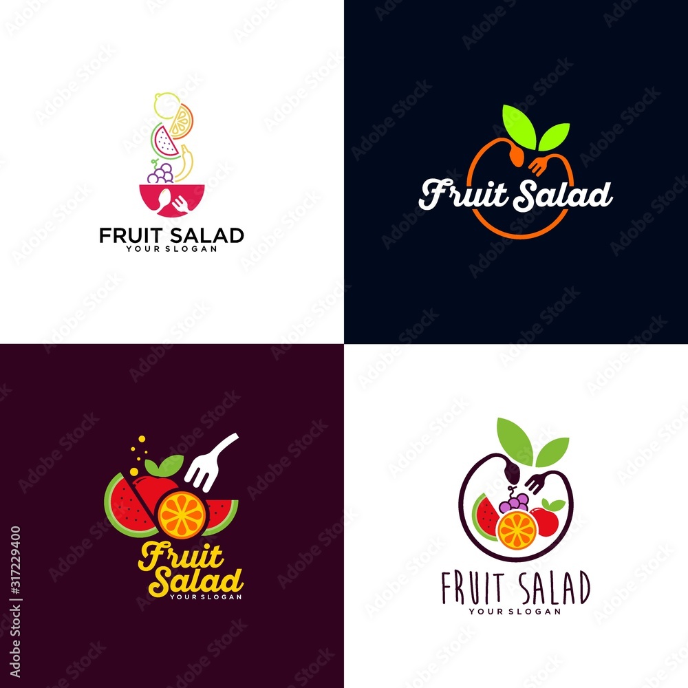 Logo of a fruit salad concept in vector. Healthy food logo template ...