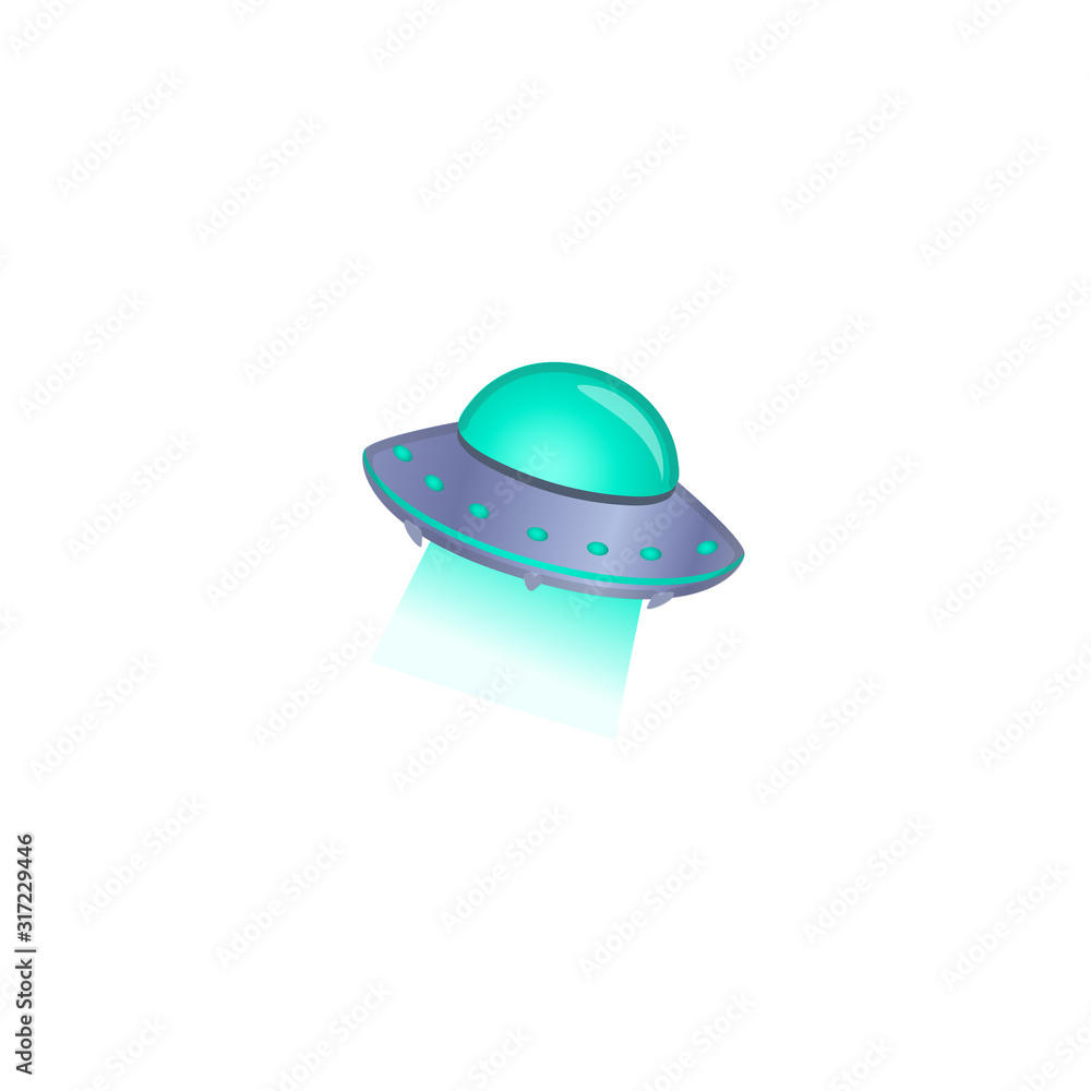 Flying Saucer Vector Icon. Isolated Spaceship, Galaxy Cartoon Style ...