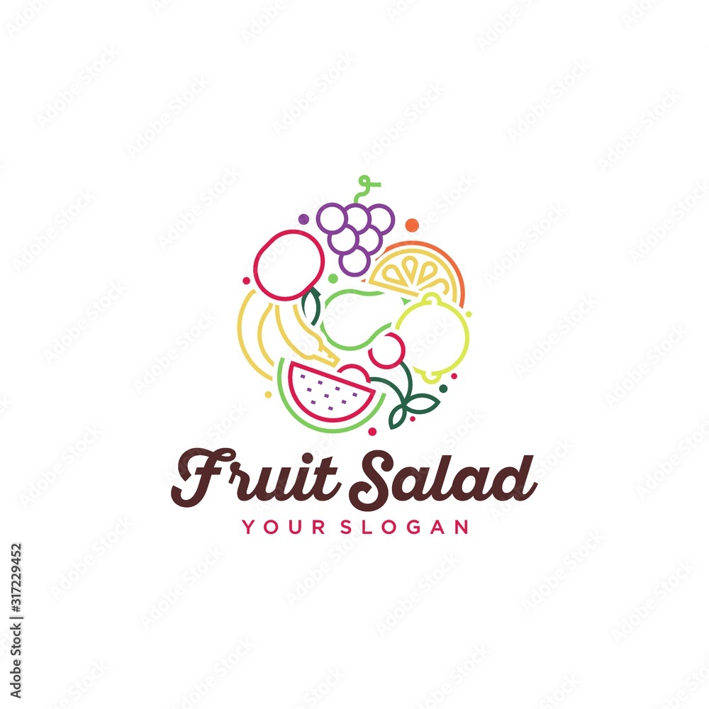 Logo of a fruit salad concept in vector. Healthy food logo template ...