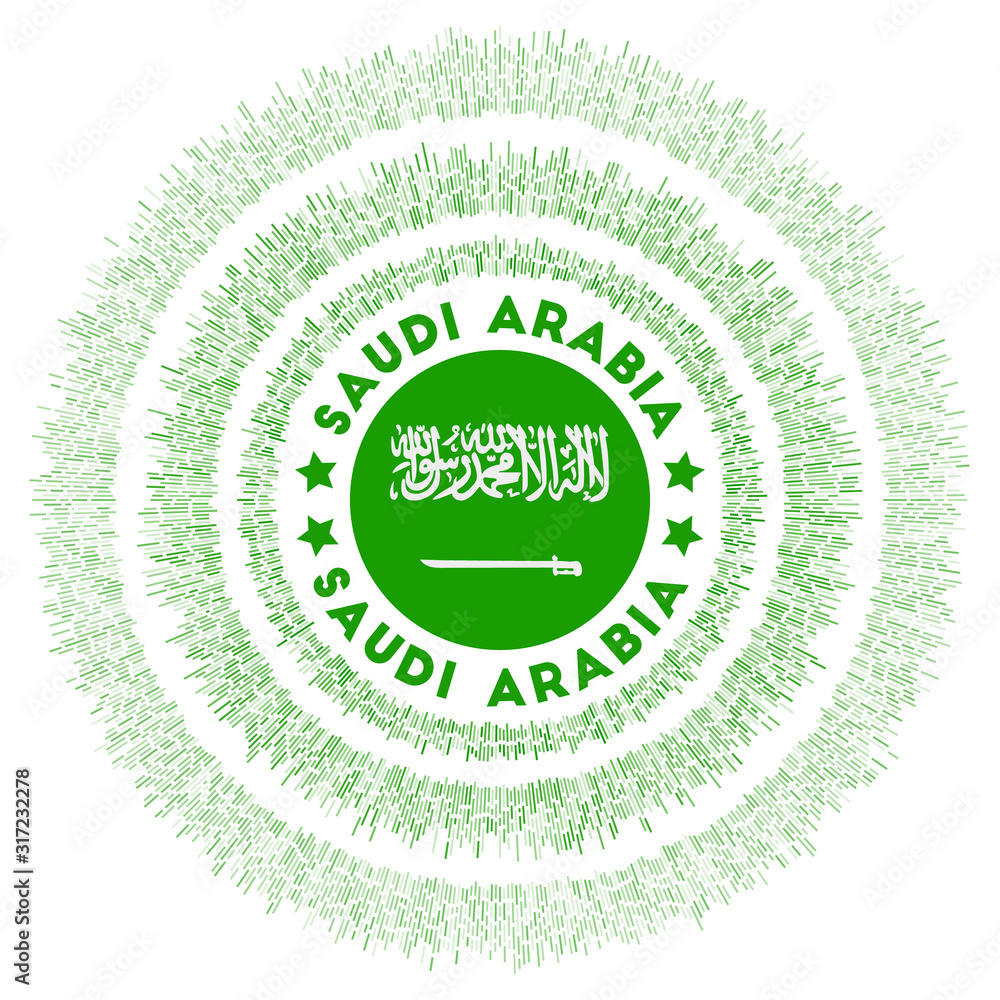 Saudi Arabia symbol. Radiant country flag with colorful rays. Shiny ...