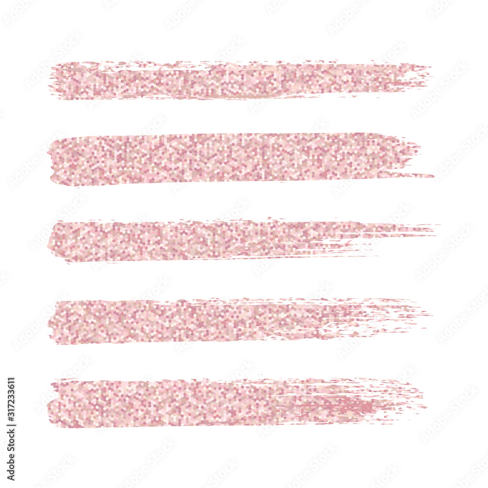 Pink, peach, brush strokes and spots on white background. Vector hand ...
