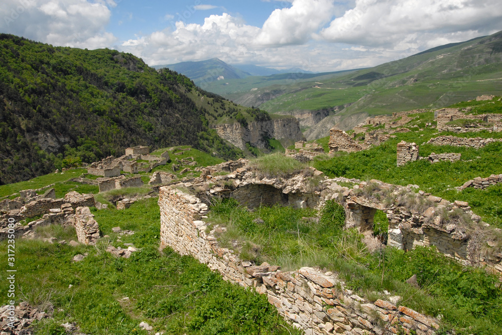 Ruins of old abandoned Khoy vallage which located on the bank of ...