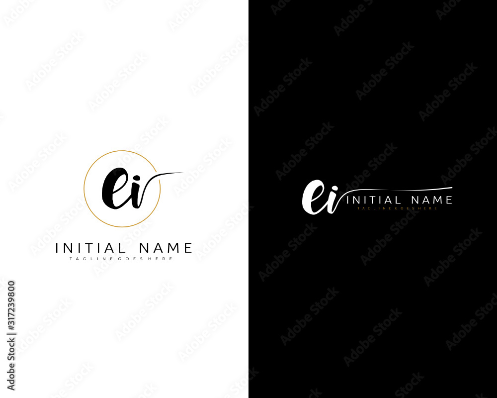 E I EI Initial handwriting logo vector. Hand lettering for designs ...