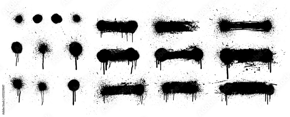 Spray painted lines and grunge dots. Graffiti stencil template ...
